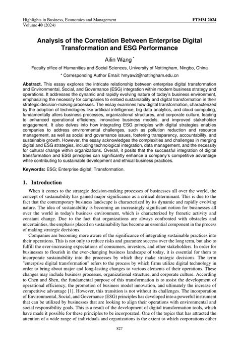 Pdf Analysis Of The Correlation Between Enterprise Digital Transformation And Esg Performance