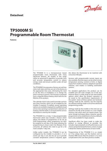 Tp5000m Si Programmable Room Thermostat Danfoss Randall