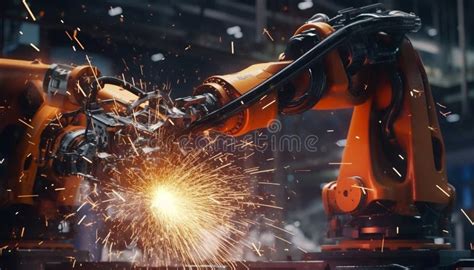 Metal Worker Using Automated Welding Equipment In Factory Workshop Generated By Ai Stock Image