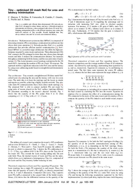 Pdf Tiny Optimised 3d Mesh Noc For Area And Latency Minimisation