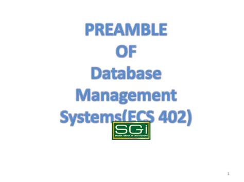 PPT PREAMBLE OF Database Management Systems ECS 402 PowerPoint