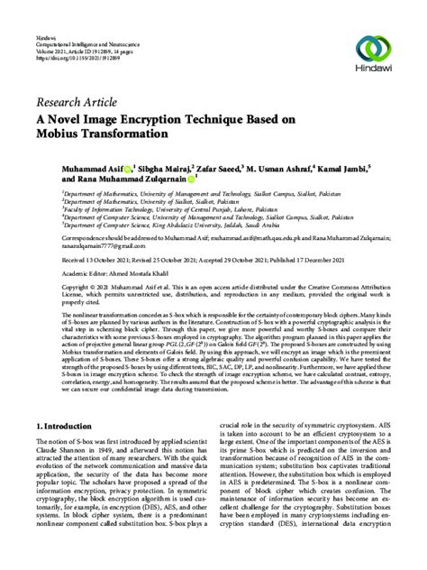 Pdf A Novel Image Encryption Technique Based On Mobius Transformation