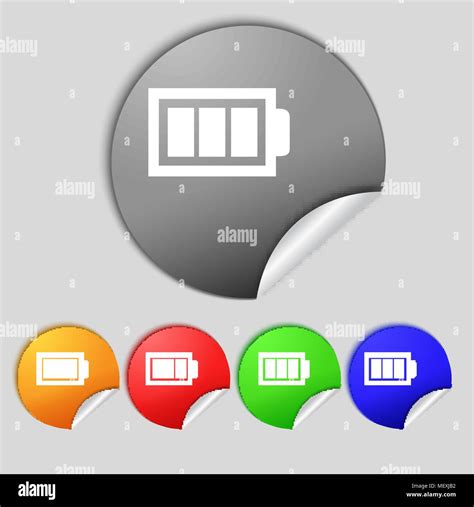 Battery Fully Charged Sign Icon Electricity Symbol Set Of Colour