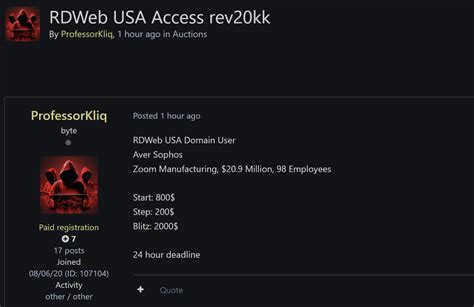 A Threat Actor Is Allegedly Selling Rdweb Access Of An Unidentified