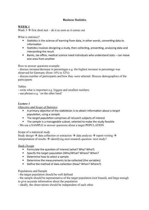 Business Statistics Simplified Lecture Notes Business Statistics