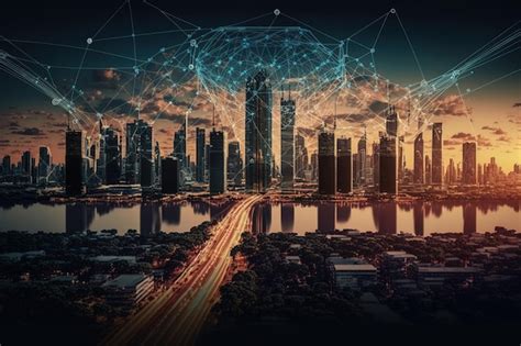 premium photo the concept of a smart city information and