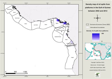 Density Map Of Oil Spills From Platforms In The Gulf Of Guinea Between