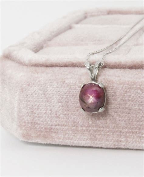Appalachian Star Ruby Pendant Necklace 14k White Gold Necklace Etsy