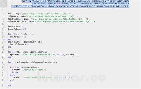 Ciclo For Matlab Camino Destino De Un Robot