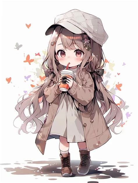 Q版人物‖我请你喝奶茶 花瓣网