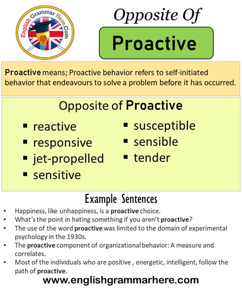 Opposite Of Proactive Antonyms Of Proactive Meaning And Example