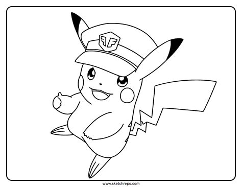 Pikachu With Hat Coloring Pages Sketch Coloring Page