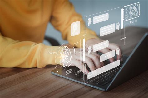 adult man use technology smart robot ai chatbot artificial
