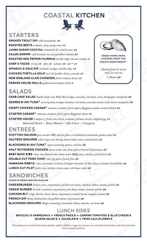 Menu At Coastal Kitchen Pub And Bar Dana Point