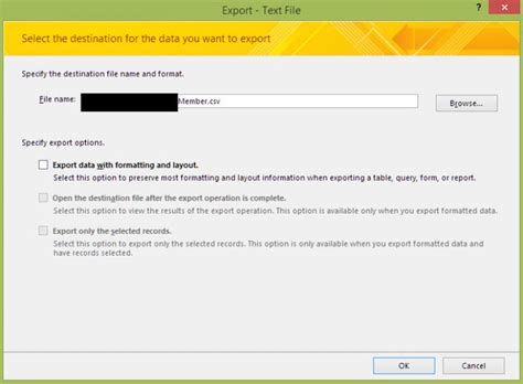 ms access export to csv access database and templates