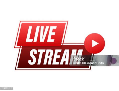 라이브 스트림 플랫 로고 재생 버튼빨간색 벡터 디자인 요소 벡터 일러스트레이션 라디오 방송에 대한 스톡 벡터 아트 및 기타