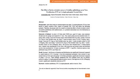 Pdf The Effect Of Hydro Alcoholic Extract Of Achillea Millefolium On In Vitro Fertilization