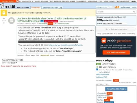 Revanced Team Just Released A Patch For Sync For Reddit To Enable Its