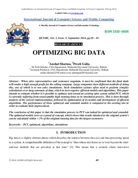 Pdf Optimizing Big Data
