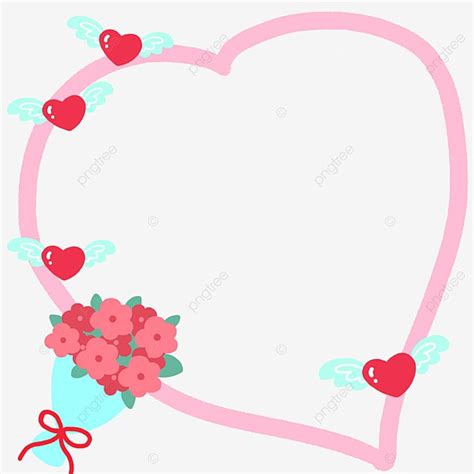 손으로 그린 칠석 사랑 테두리 일러스트 하트 칠석 발렌타인 데이 꽃다발 Png 일러스트 및 Psd 이미지 무료 다운로드