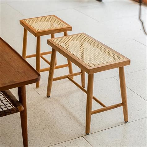 모던한 단단한 나무 등나무 의자 심플한 로우 스툴 레트로 다이닝 스툴 레스토랑 벤치 등나무 의자 오스만 키즈 룸 가구스툴 And 오토만 Aliexpress