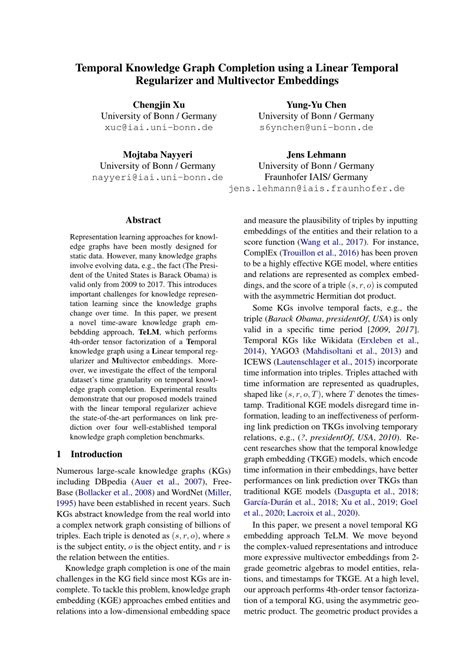 Pdf Temporal Knowledge Graph Completion Using A Linear Temporal