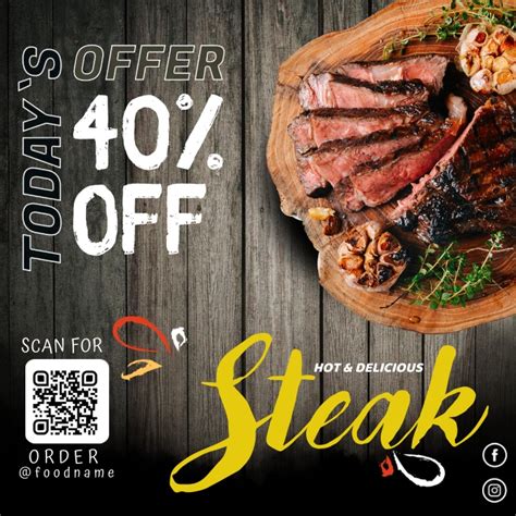 Delicious Steak Menu Template Postermywall