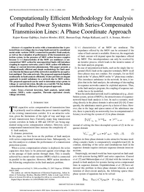 pdf computationally efficient methodology for analysis of faulted
