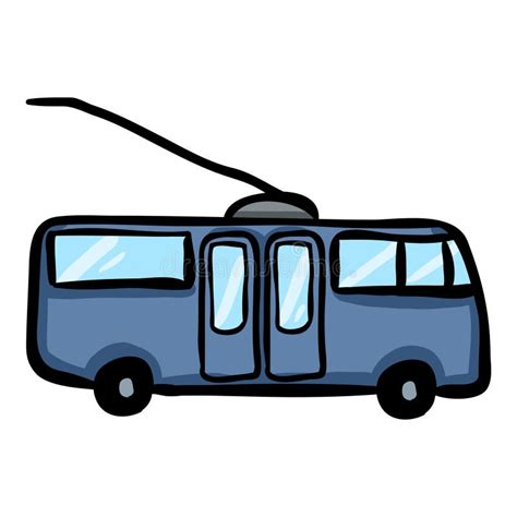Vector Trolley Bus Doodle Icon Stock Vector Illustration Of Transportation Trolley 308688137