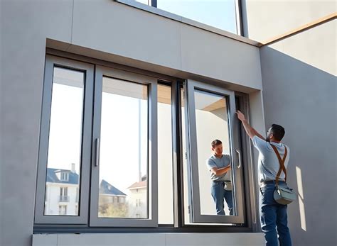 Window Frame Installation With Aluminium Components Premium AI Generated Image