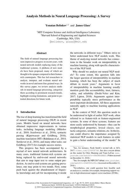 Pdf Analysis Methods In Neural Language Processing A Survey