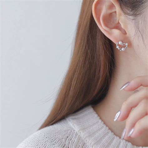 카이라 하트 진주 귀걸이 이어링 악세사리 쥬얼리