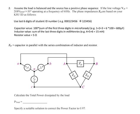 solved 2 assume the load is balanced and the source has a