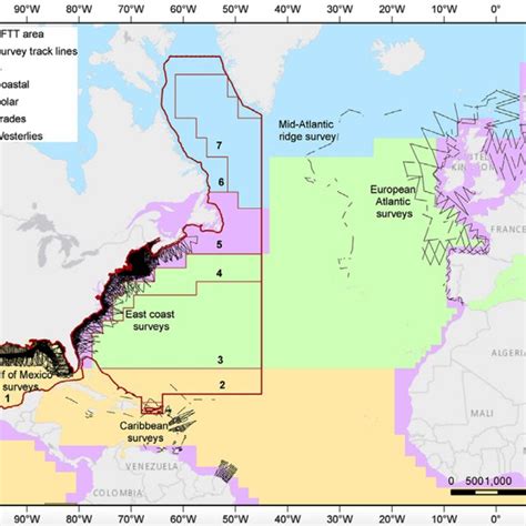 Map Of Cetacean Line Transect Surveys Conducted In The North Atlantic