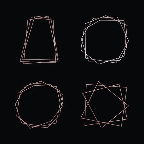 로즈 골드 기하학적 다각형 프레임 프리미엄 벡터