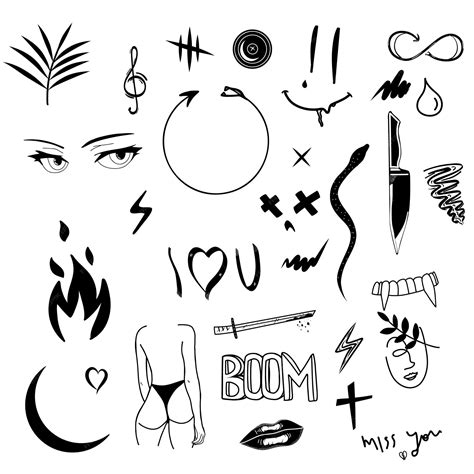 Ensemble Vectoriel De Conceptions De Tatouage Old School Ensemble De Doodle Vectoriel De