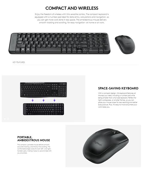 Logitech Mk220 Wireless Keyboard And Mouse Combo Space Saving Wireless Combo Compact Design