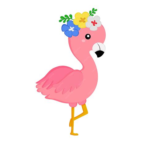 Premium Vector Beautiful Pink Flamingo With Flowers Vector Clipart