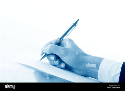 Girl Write On White Paper Close Up Stock Photo Alamy