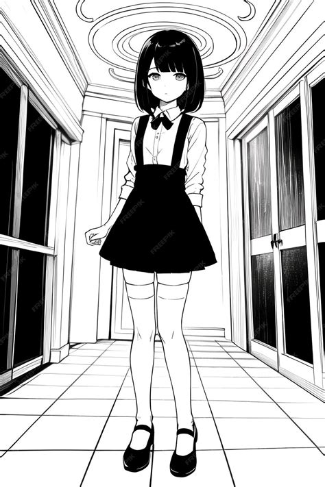 Premium Ai Image A Black And White Manga With A Girl Wearing A Black Dress And A Bow Tie