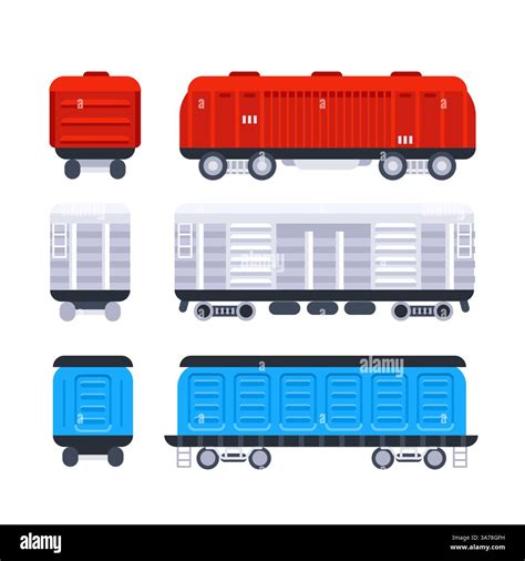Different Types Of Train Cars Showing Both Front And Side Views For