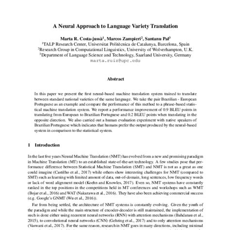 A Neural Approach To Language Variety Translation Acl Anthology