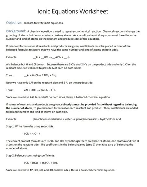Writing Equation Worksheets Ii Write Each Formula Correctly Using Subscripts