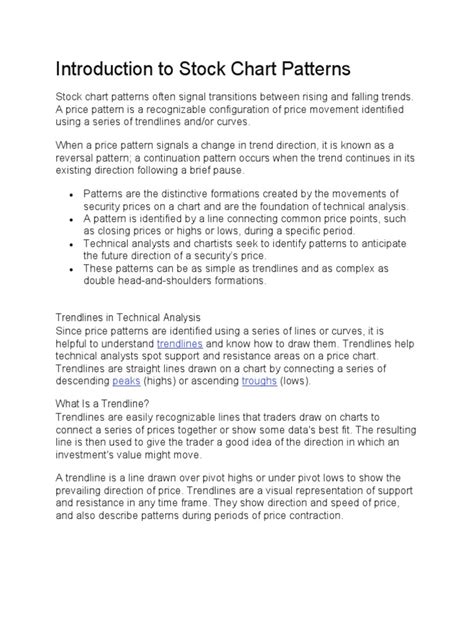 Introduction To Stock Chart Patterns Pdf Technical Analysis Recession