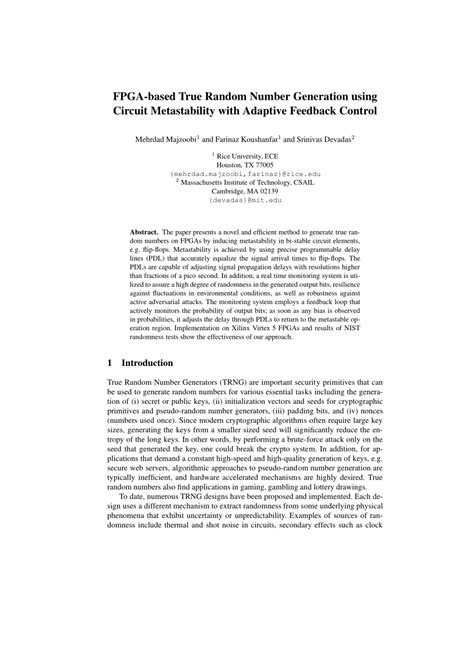 pdf fpga based true random number generation using circuit