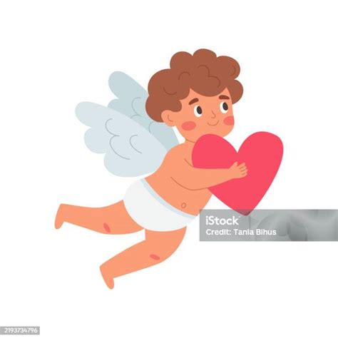 손에 하트를 들고 있는 귀여운 큐피드 발렌타인 데이 벡터 일러스트 레이 션 2월에 대한 스톡 벡터 아트 및 기타 이미지 2월 Animated Feature Film