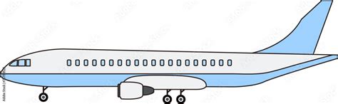 Stockvector 비행기의 옆모습 실루엣 벡터 이미지 일러스트 아이콘 비행기 이륙 착륙 경착륙 비행기 바퀴 창문 Adobe Stock