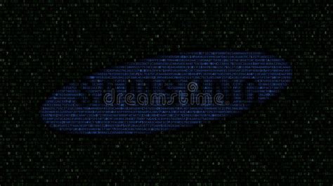 Samsung Logo Made Of Flashing Hexadecimal Symbols On Computer Screen Editorial 3d Rendering