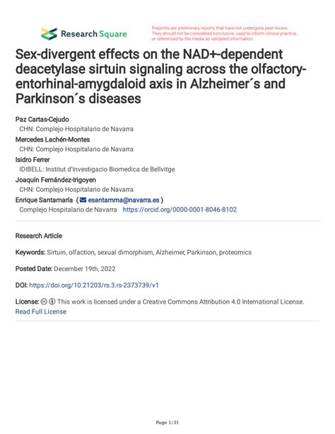 Pdf Sex Divergent Effects On The Nad Dependent Deacetylase Sirtuin