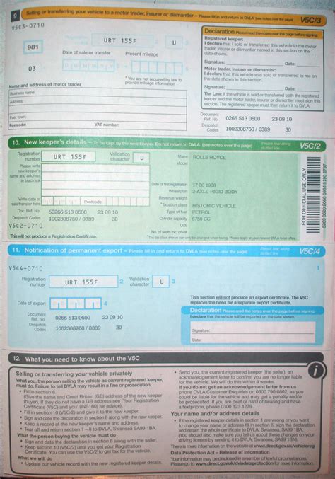 Registration Document V5C Logbook In UK